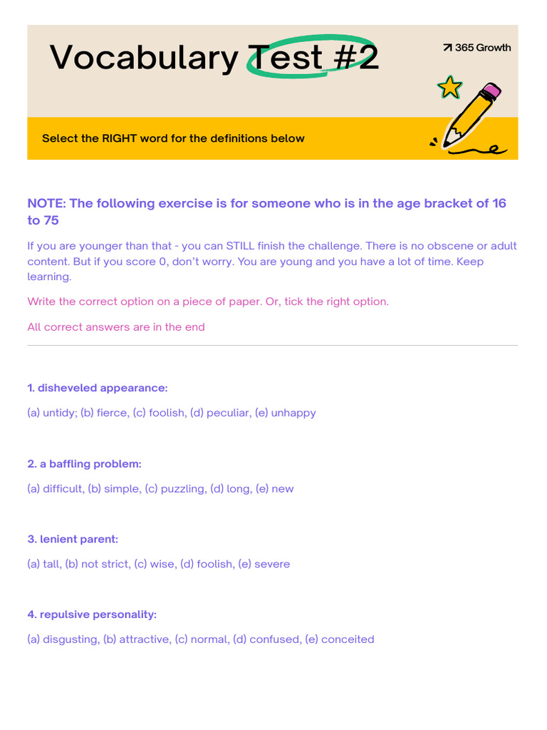 Day 9 Vocabulary Worksheet | PDF