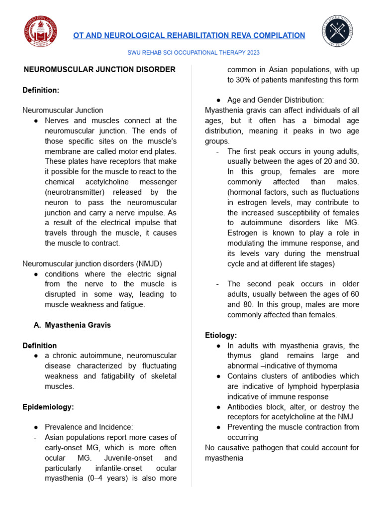 Neuromuscular Junction Disorder | PDF | Neuromuscular Junction | Weakness