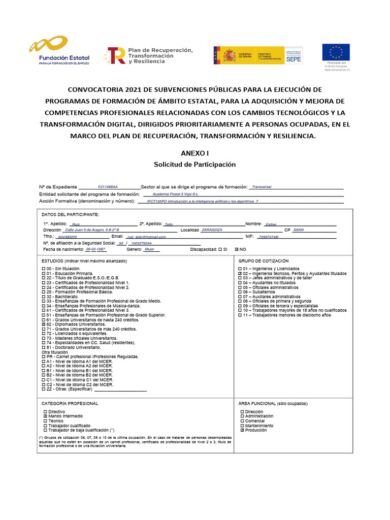 (TIC 2021) Recordatorio Del Inicio Del Curso IFCT155PO - Introducción A La Inteligencia ...