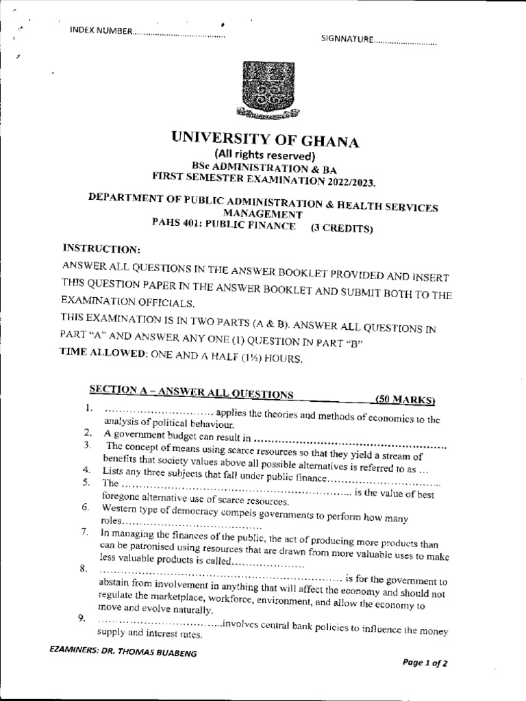 Public Finance (Pahs 401) Passco - Nana Akua Christy | PDF | Regression Analysis | Economics