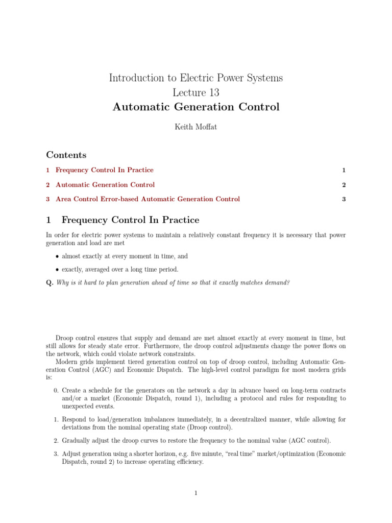 IntrEPS Lecture13 FrequencyControl | Download Free PDF | Electrical ...
