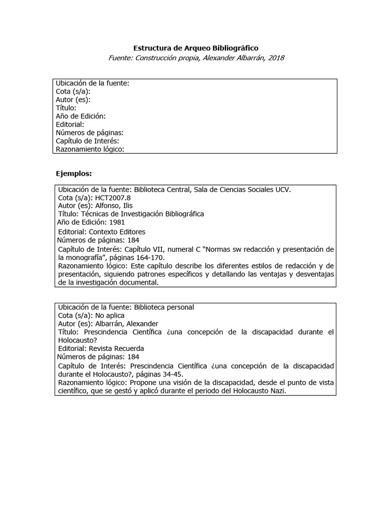 Estructura Del Arqueo Bibliográfico | PDF
