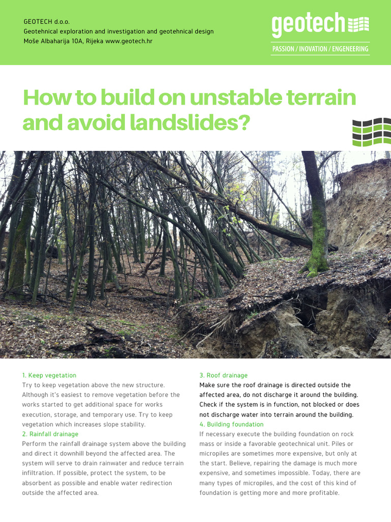 How To Build On Unstable Terrain and Avoid Landslides 1 | PDF ...