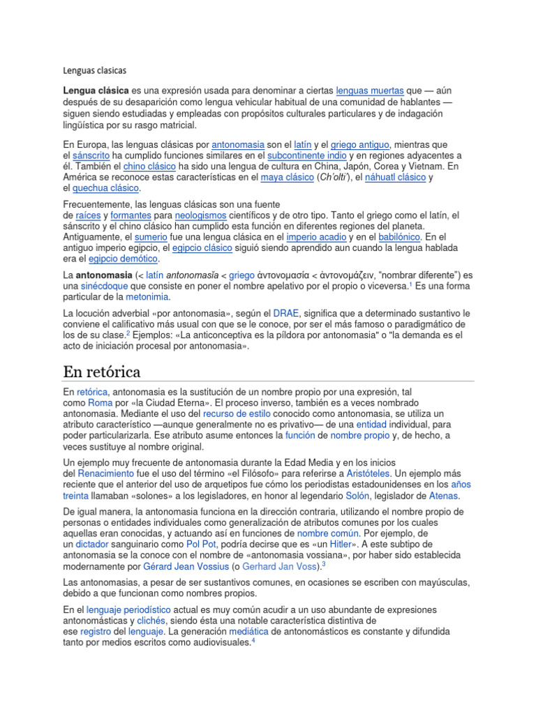 Lenguas Clasicas | PDF | Idiomas | Estudios de idiomas extranjeros
