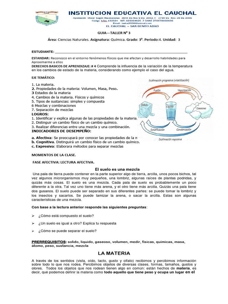 Estados y propiedades de la materia | PDF | Importar | Mezcla