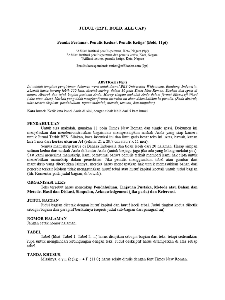 Panduan Penulisan Jurnal BES | PDF