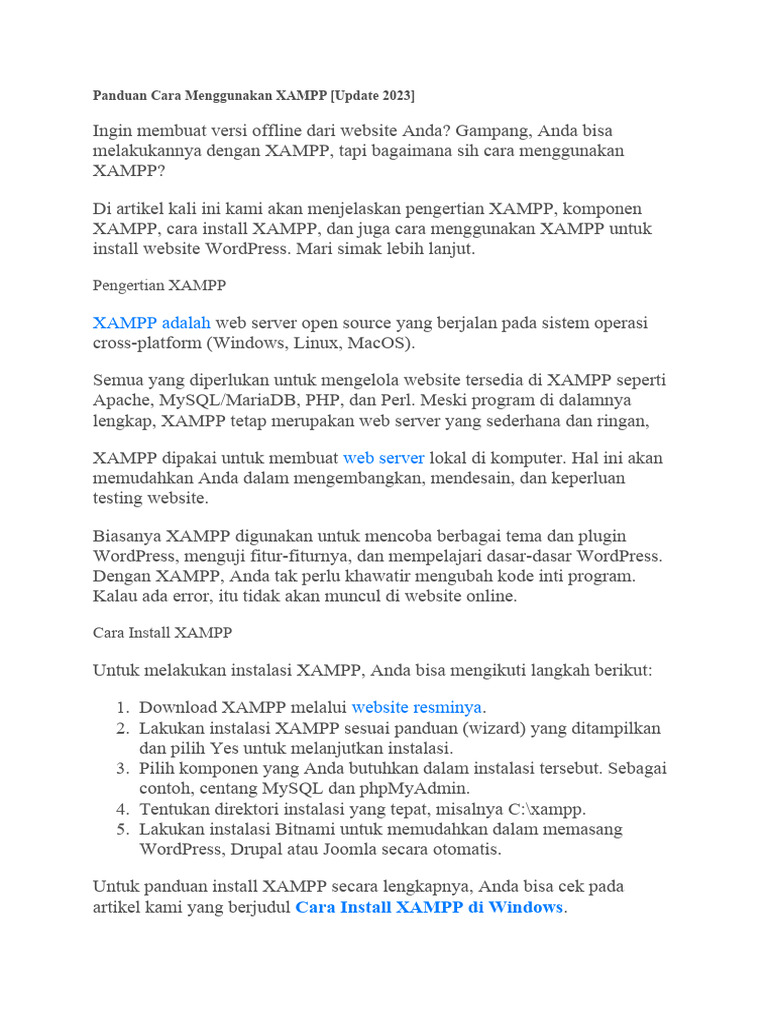 Panduan Cara Menggunakan Xampp Pdf