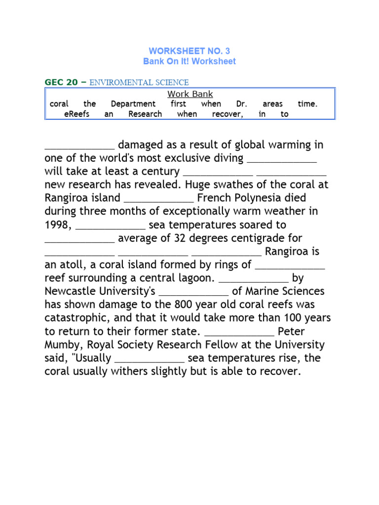 Worksheet No. 3 - Gec 20 Envi - Scie. | PDF