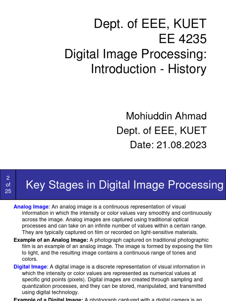 EE4235 - 2k18 - L03 - Stages of Image Processing | PDF | Data Compression | Image Segmentation