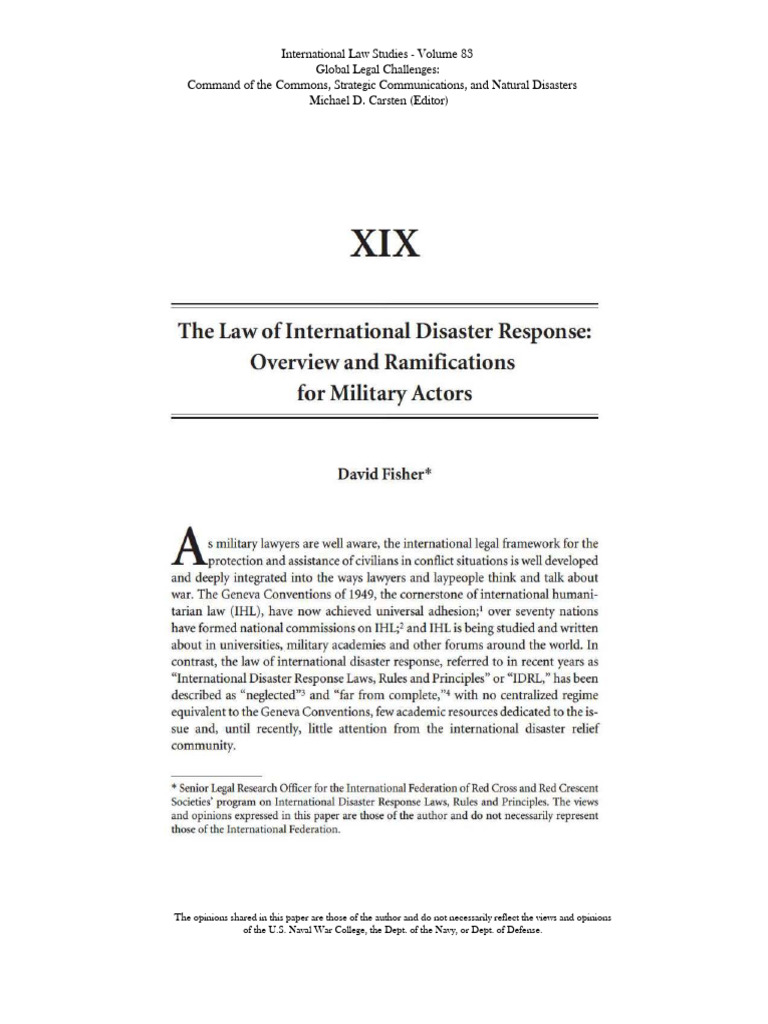 International Disaster Response Law | PDF | Treaty | Government