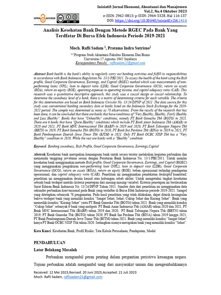Analisis Kesehatan Bank di Indonesia 2019-2021 | PDF | Banks | Equity Securities