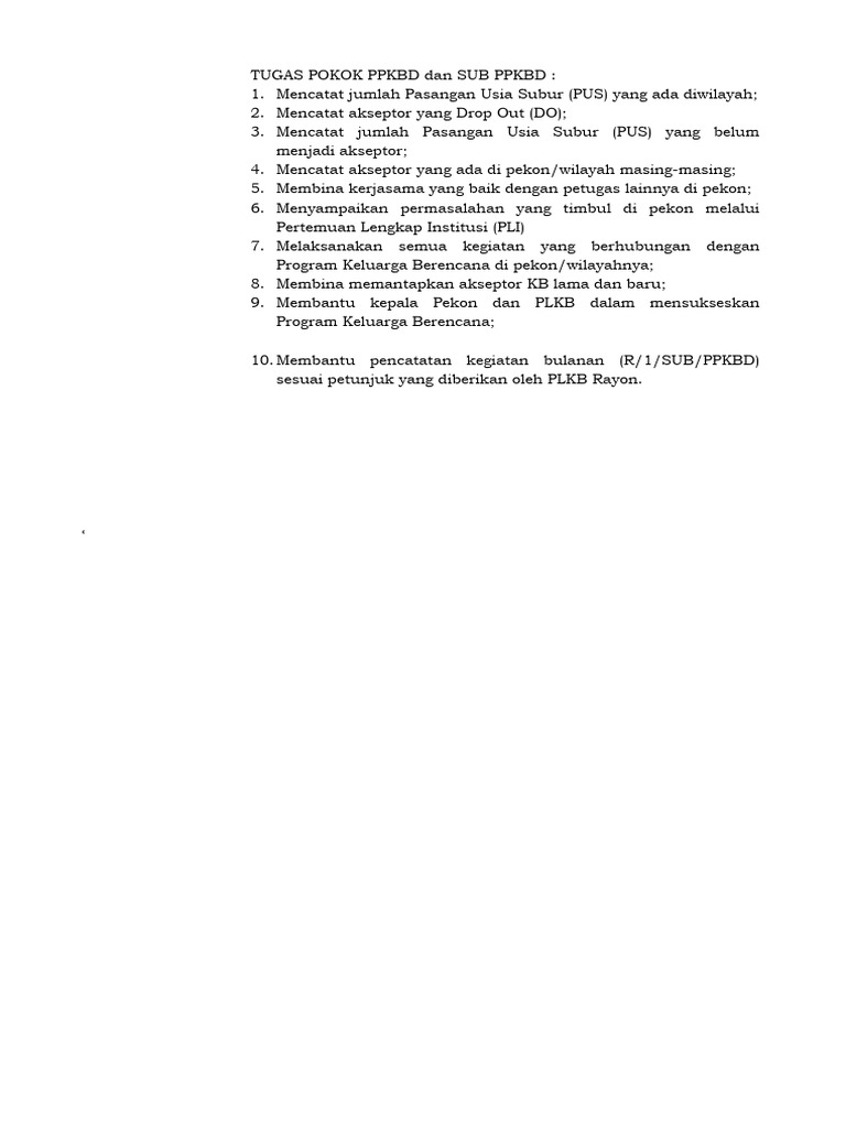 Tugas Pokok Dan Fungsi PPKBD Sub | PDF