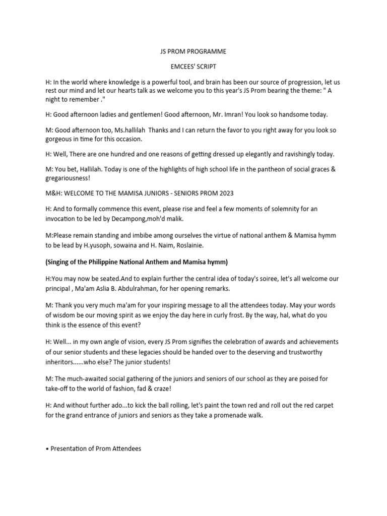 JS PROM PROGRAM-WPS Office | PDF | Prom