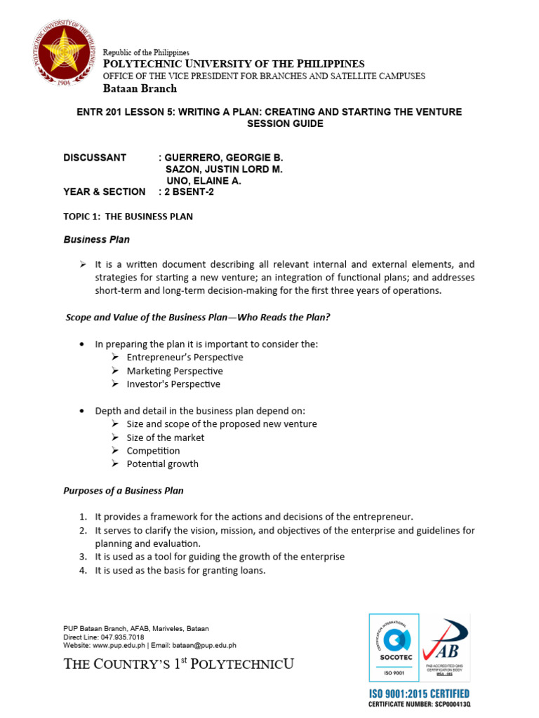 Lesson 5-Session-Guide | PDF | Business Plan | Entrepreneurship