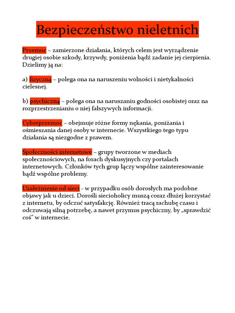 Wos Bezpieczeństwo Nieletnich | PDF