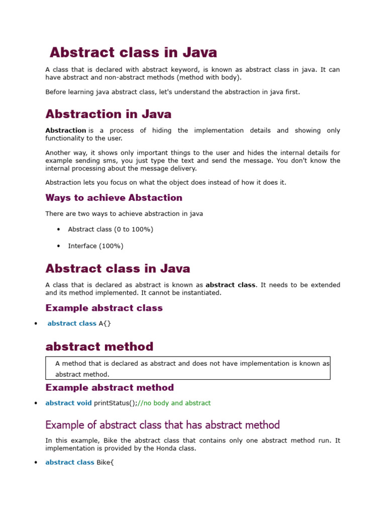 Abstract Class in Java | Download Free PDF | Class (Computer ... Abstract Class in Java | Download Free PDF | Class (Computer ...