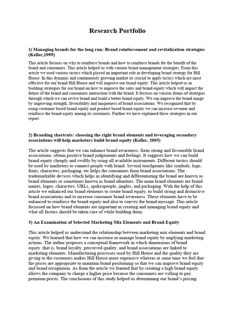 Research Portfolio | PDF | Brand | Marketing