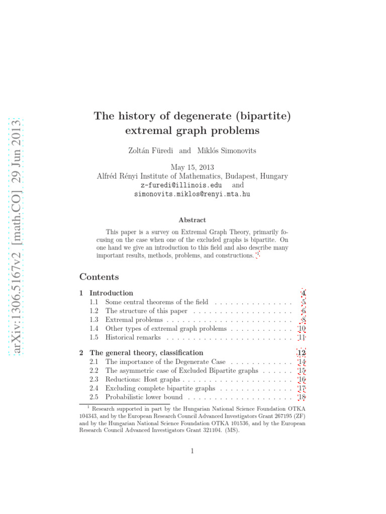History of Extremal Graph Problems | PDF | Graph Theory | Discrete Mathematics