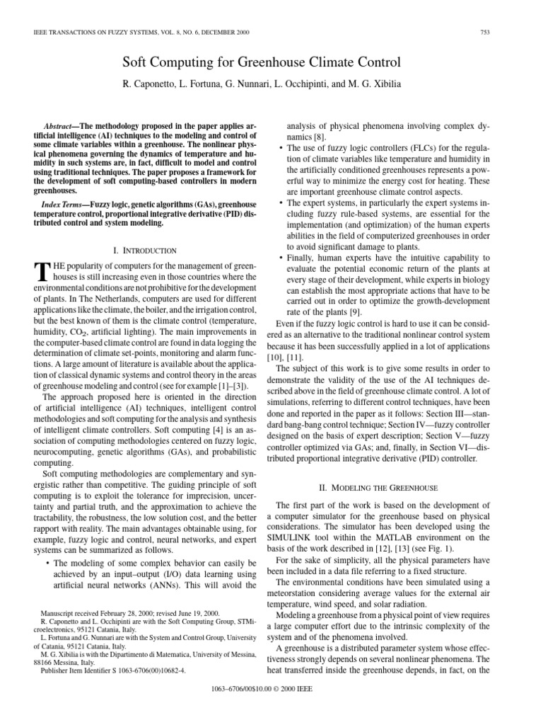IEEE Soft Computing For Greenhouse | PDF | Fuzzy Logic | Heat Transfer
