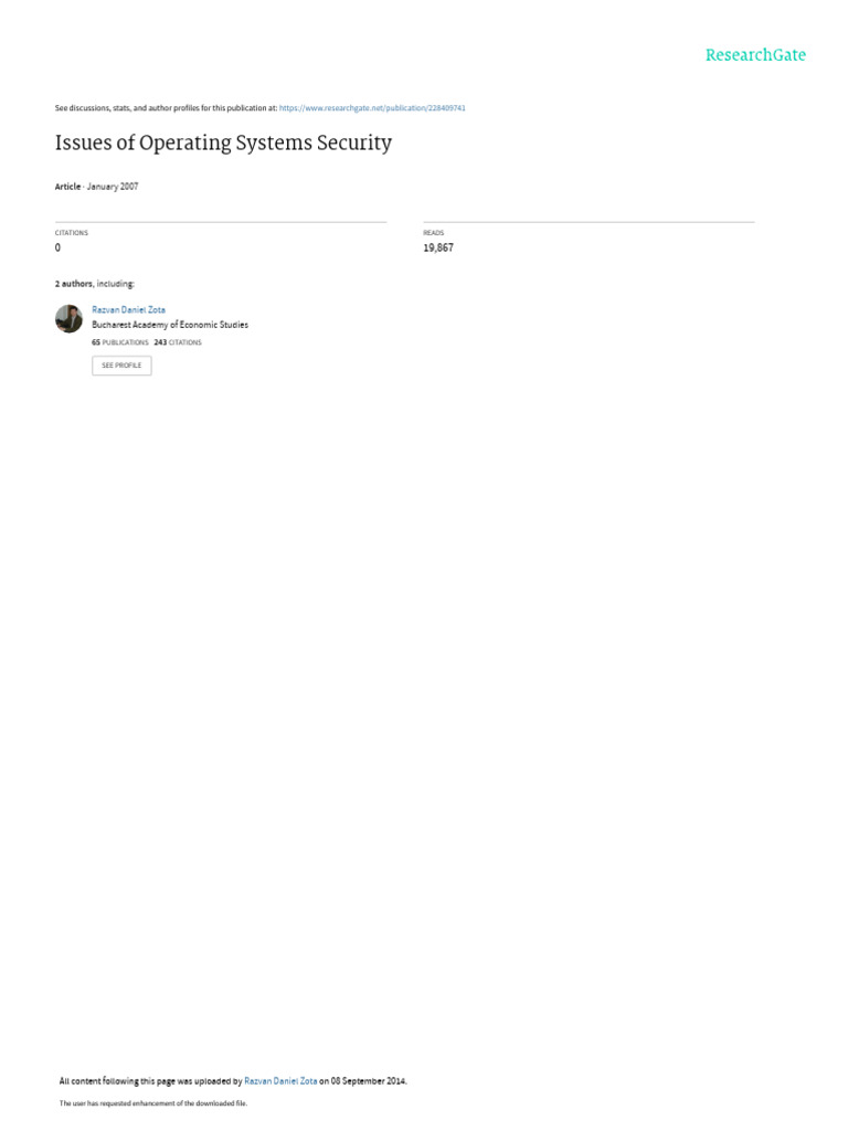 Issues of Operating Systems Security | PDF | Information Security ...