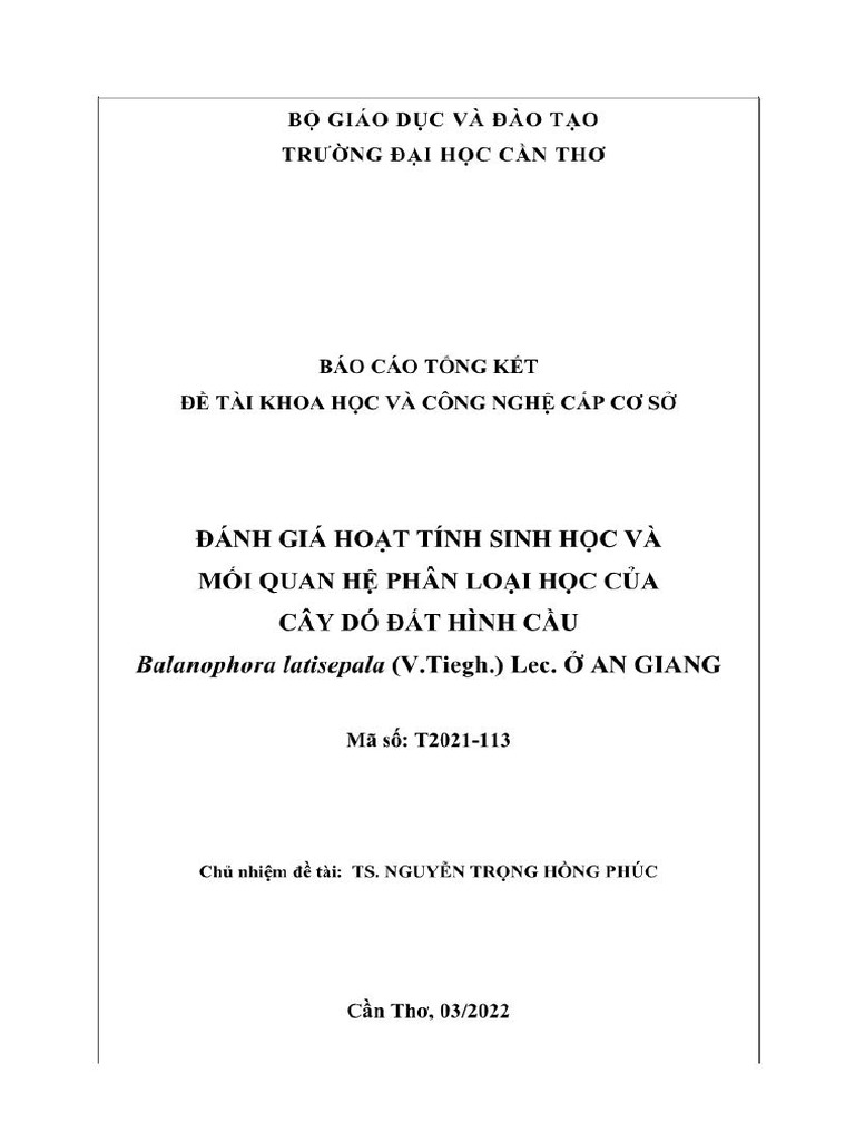 Đánh Giá Hoạt Tính Sinh Học Và Mối Quan Hệ Phân Loại Học Của Cây Dó Đất ...