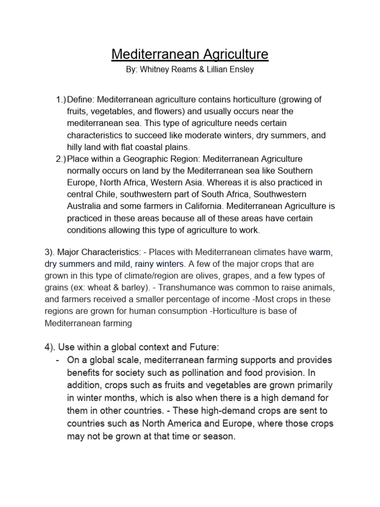 Mediterranean Agriculture | PDF