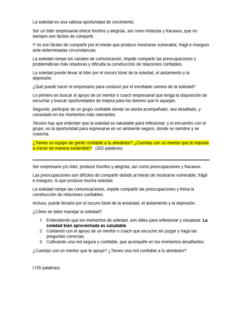 El Líder Y Su Soledad Pdf Soledad Las Emociones