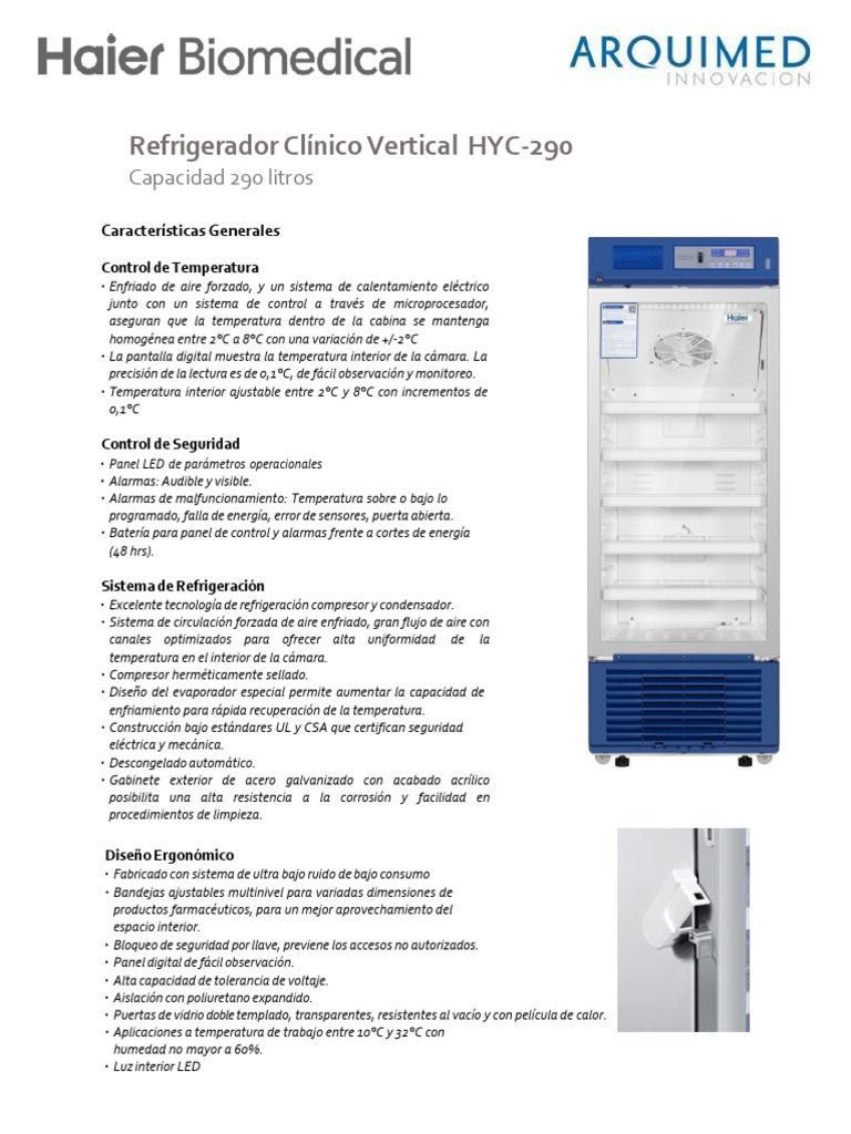 Haier Ficha Técnica HYC-290S-U | PDF | Acero | Refrigeración