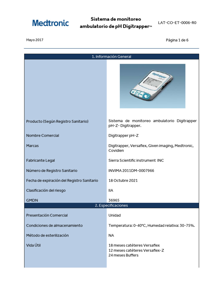 LAT-CO-ET-0006-R0 Ficha Técnica Digitrapper | PDF | Esófago | Informática