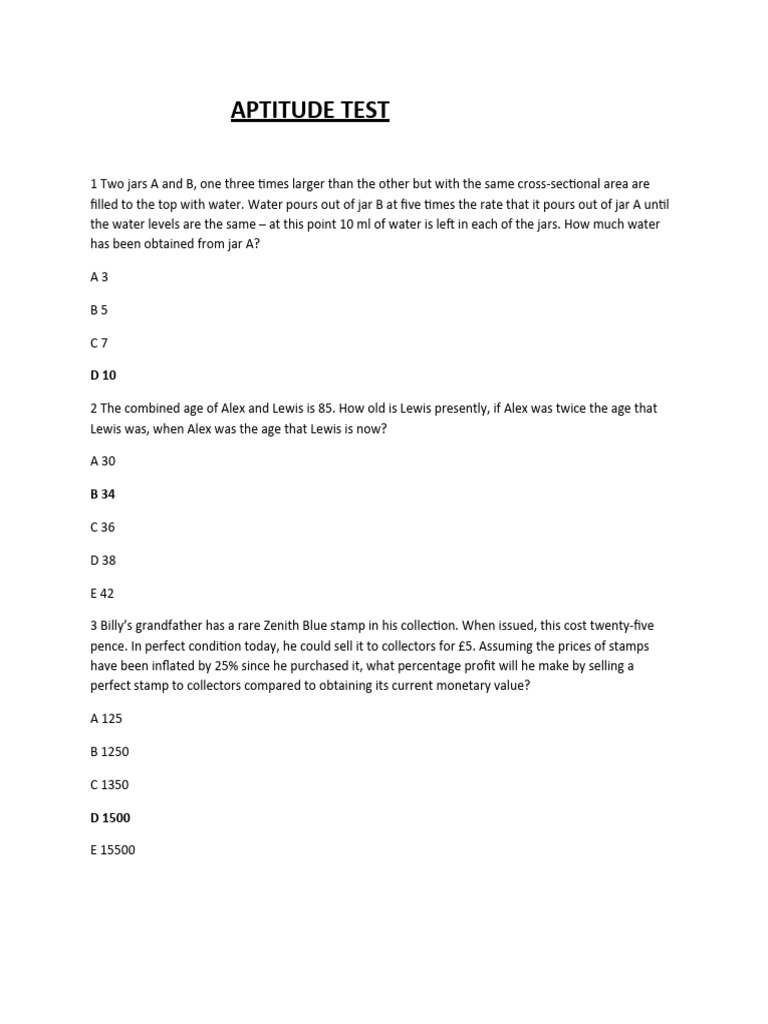 Aptitude Test | PDF | Cancer | Renewable Energy