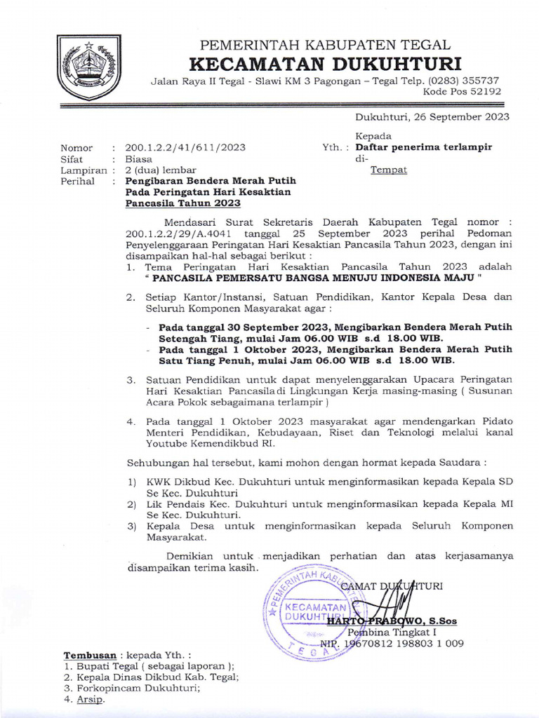 Pengibaran Bendera Merah Putih Pada Peringatan Hari Kesaktian Pancasila | PDF