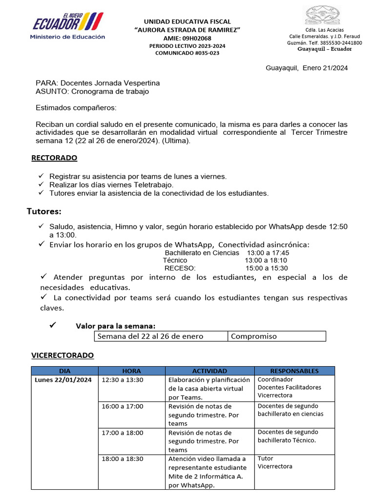 Comunicado 35 | PDF | Aprendizaje | Modificación de comportamiento