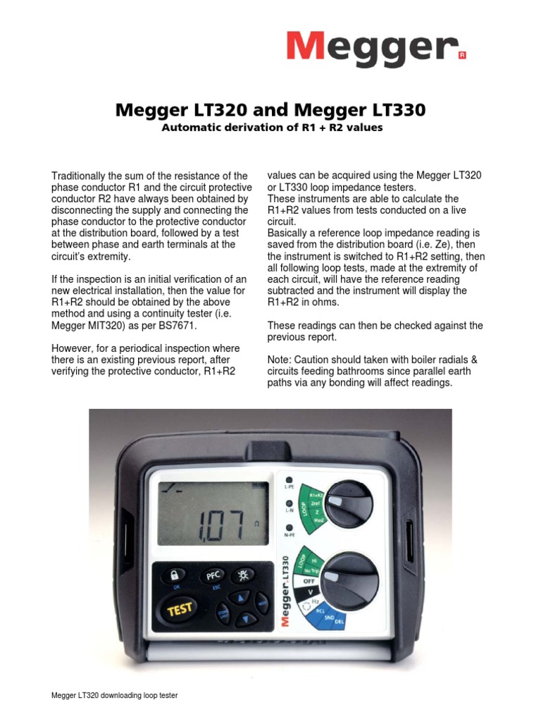 Automatic Determination of R1 + R2 Values Using the Megger LT320 and ...