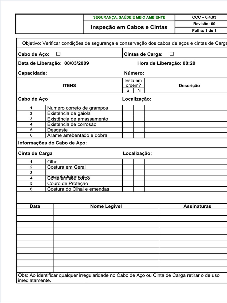 Dokumen - Tips - Check List de Cabos e Cintas | PDF