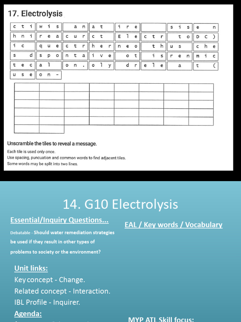 Water Electricity - Electrolysis - Student Copy 1 | PDF | Ion | Anode