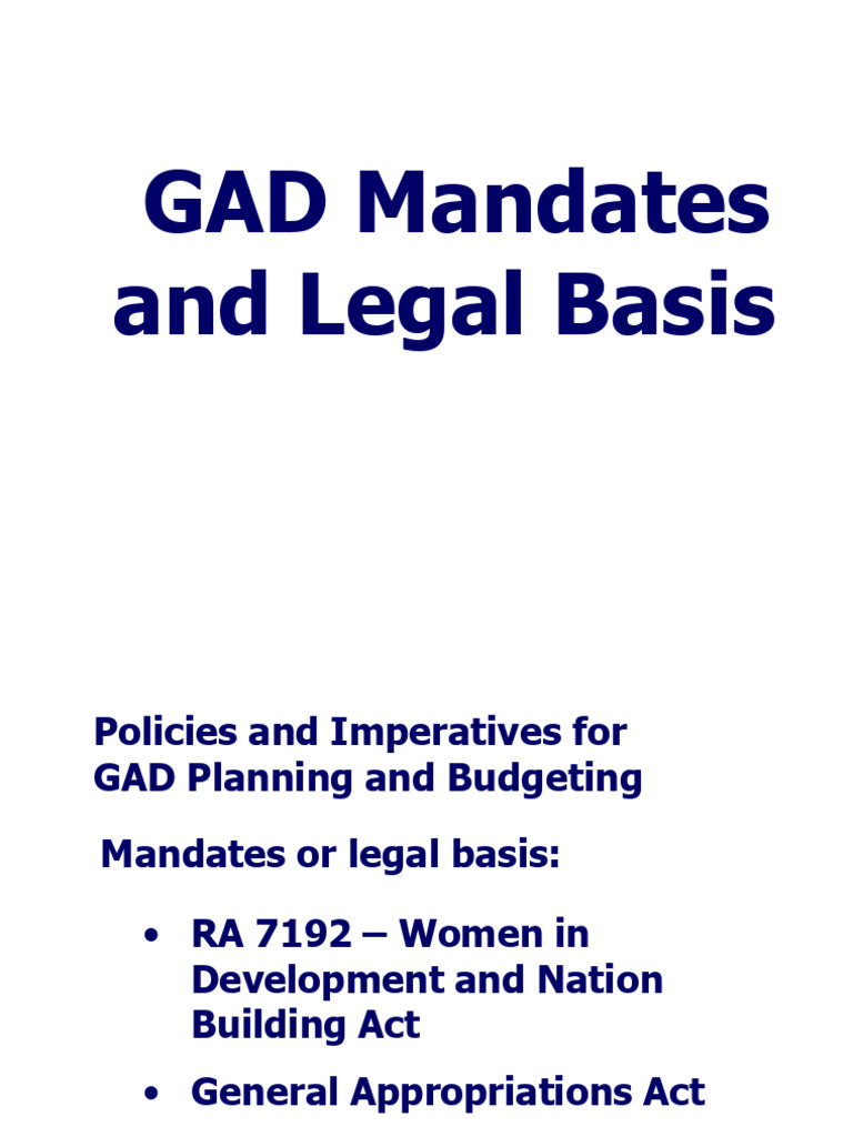 GAD Mandates, Preparation of GAD Plan, and Budget | PDF | Gender ... GAD Mandates, Preparation of GAD Plan, and Budget | PDF | Gender ...