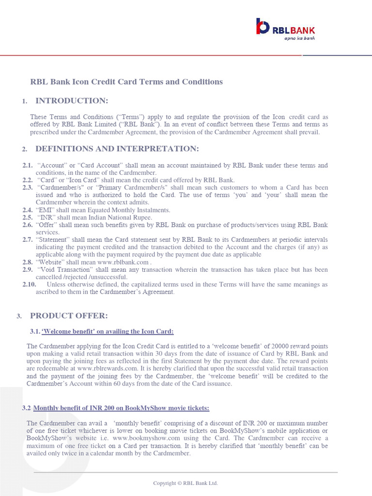 TNC Icon Credit Card | PDF | Banks | Credit Card