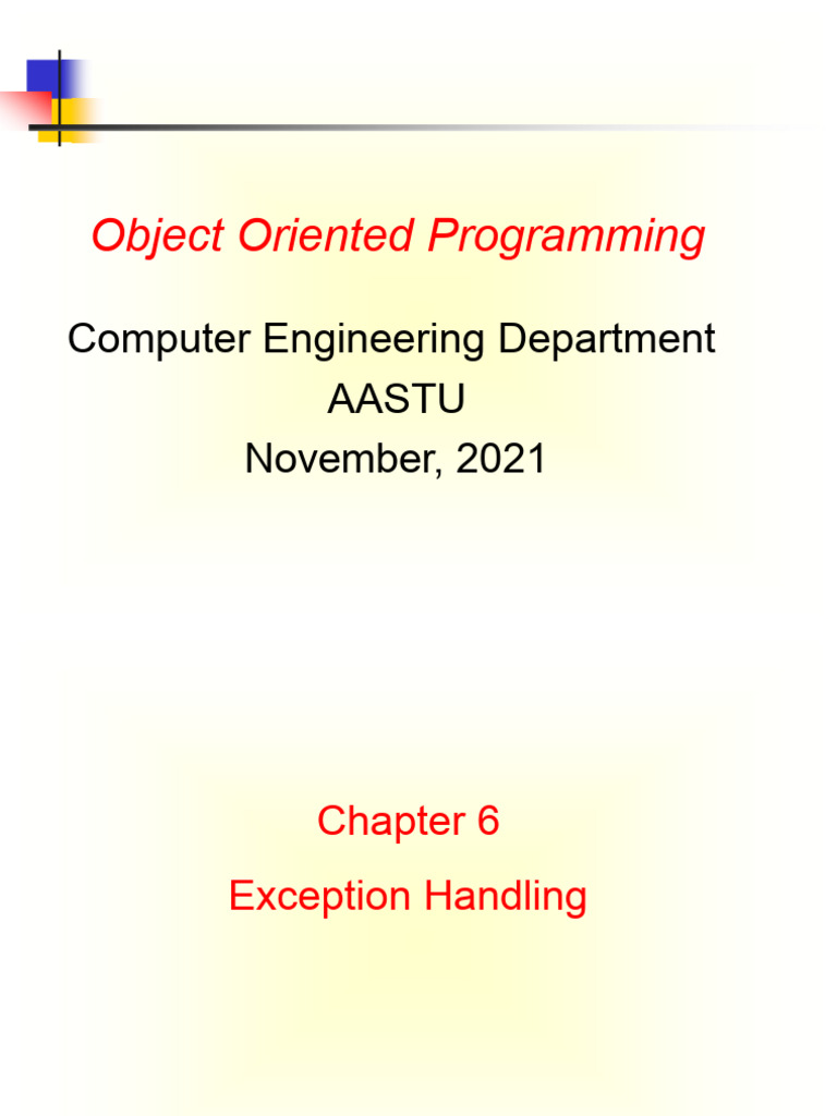 Chapter 6 Exception Handling Pdf Computer Program Programming