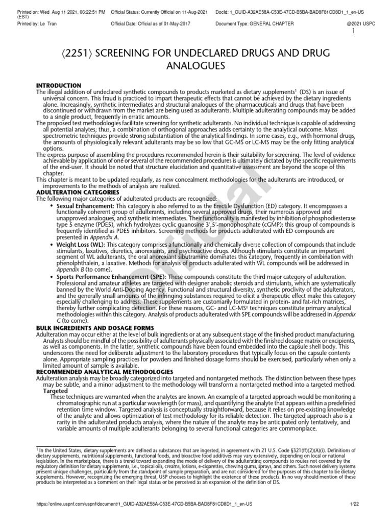 Screening Undeclared Drug Adulterants | PDF | Mass Spectrometry ...