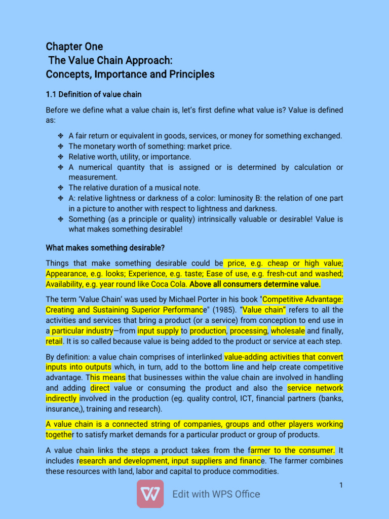 Value Chain Analysis (Handout 2015) | PDF | Value Chain | Supply Chain