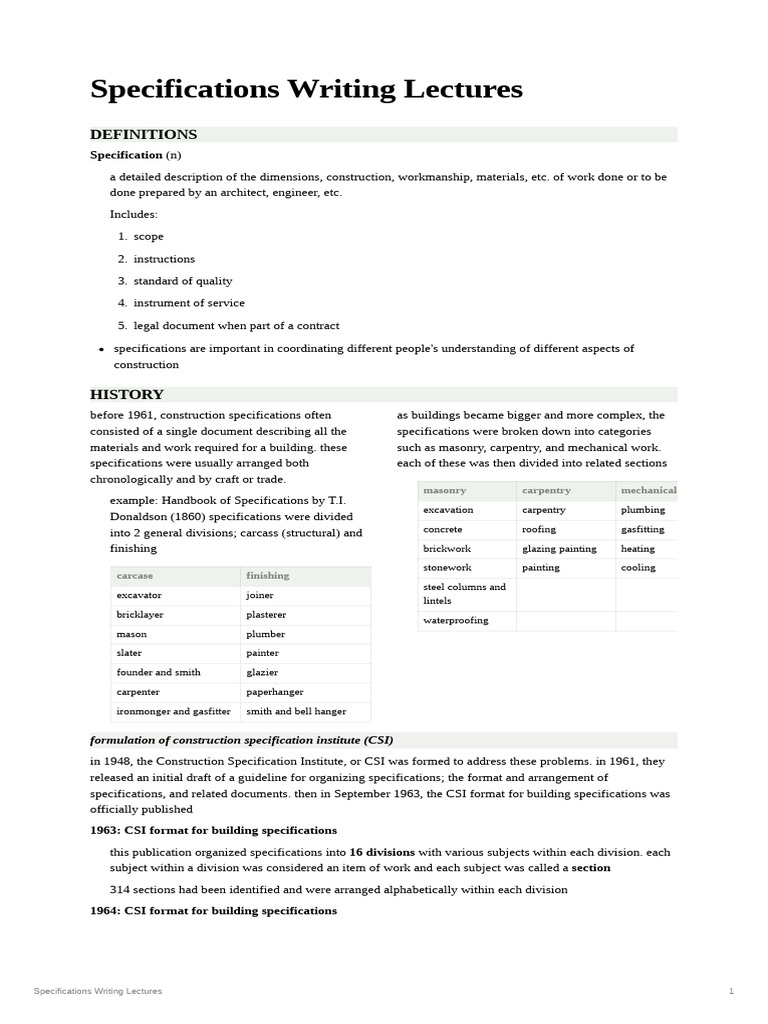 Specifications Writing | PDF | Specification (Technical Standard) | Noun