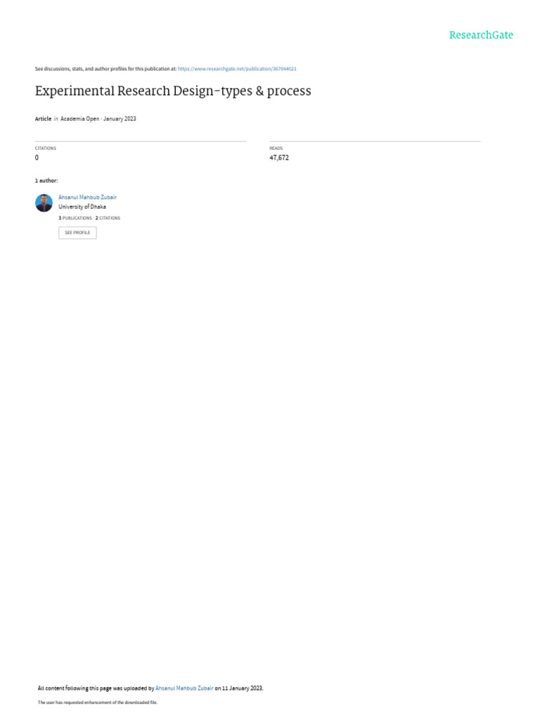 ExperimentalresearchDesign TypeProcess | PDF | Experiment | Dependent ...