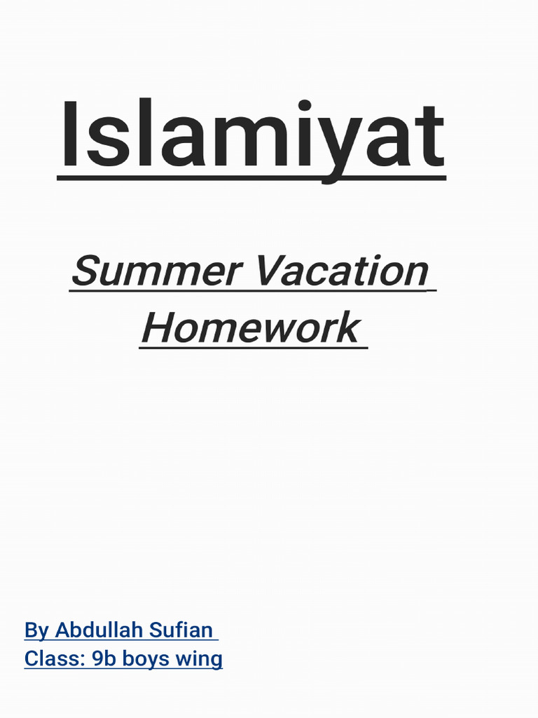 Islamiat Summer Homework for Class IX | PDF | Prophets And Messengers ...