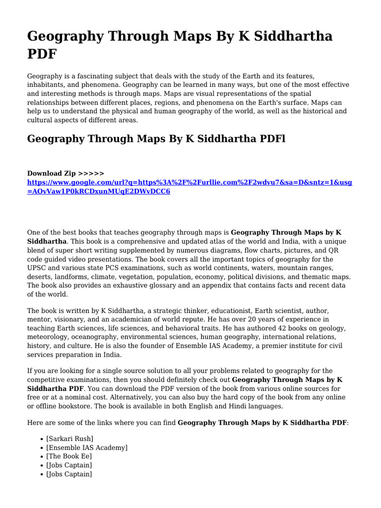 Geography Through Maps by K Siddhartha PDFL | PDF | Geography | Map