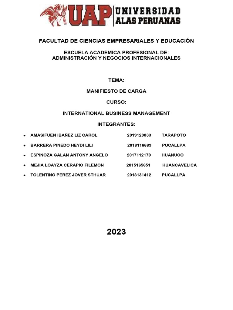 Manifiesto de Carga: Guía Completa | PDF | aduana | Transporte