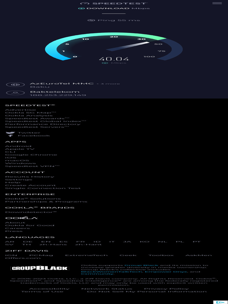 Speedtest by Ookla - The Global Broadband Speed Test | PDF