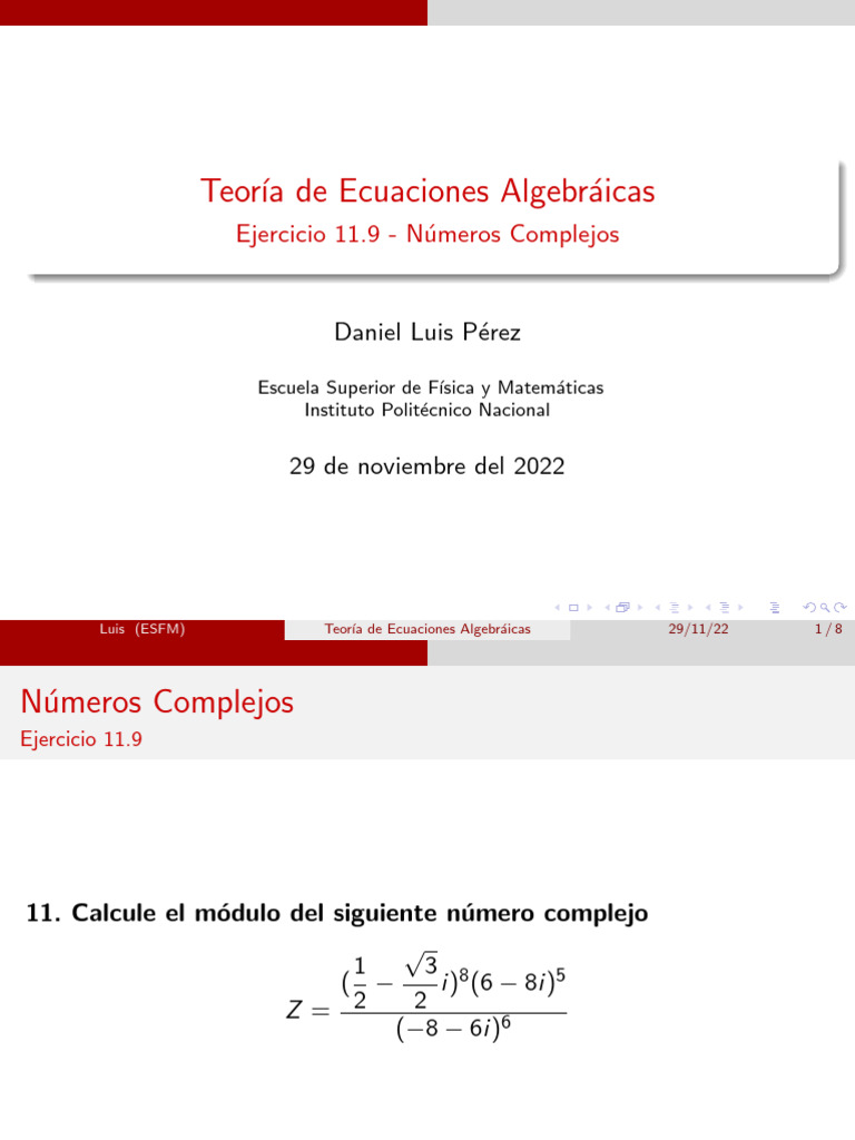 Ejercicio 11 - Números Complejos | Descargar gratis PDF | Número complejo | Álgebra