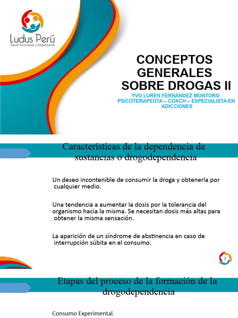 2da. Sesión Conceptos Generales Sobre Drogas Ii | PDF | La dependencia de sustancias ...