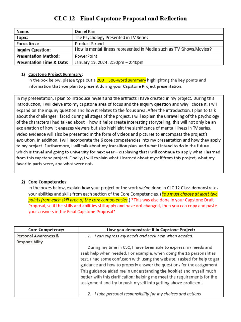 CLC 12-Combined Final Capstone Proposal Ref | PDF | Mental Disorder | Thought