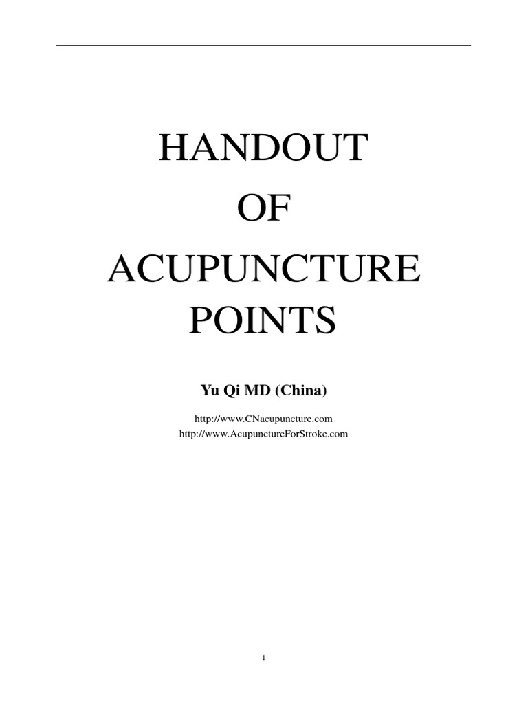 Handout of Acupuncture Points | PDF | Arm | Elbow